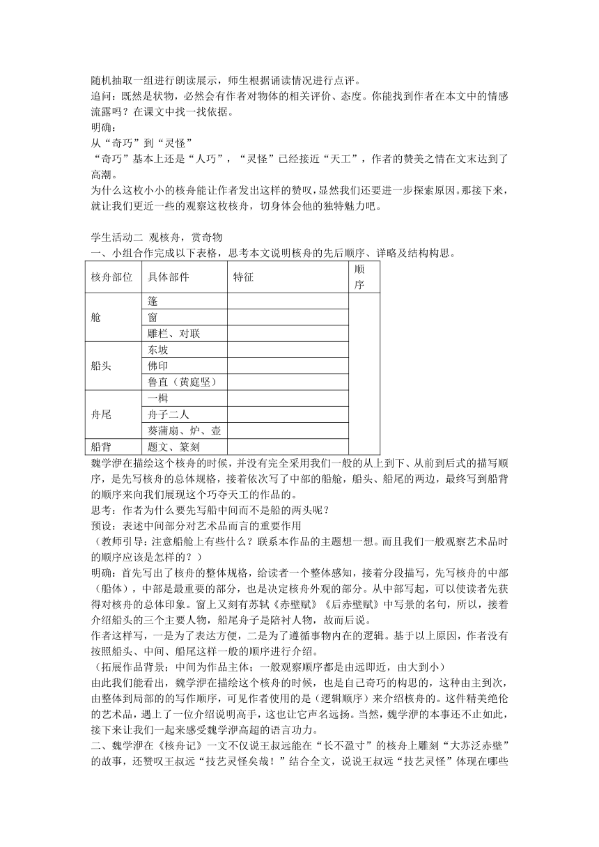 2022 2023学年部编版语文八年级下册第11课《核舟记》教案 21世纪教育网 二一教育