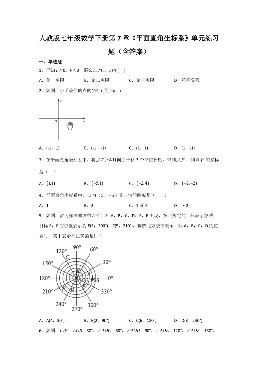 人教版七年级数学下册第7章《平面直角坐标系》单元练习题(含答案) 21世纪教育网 二一教育